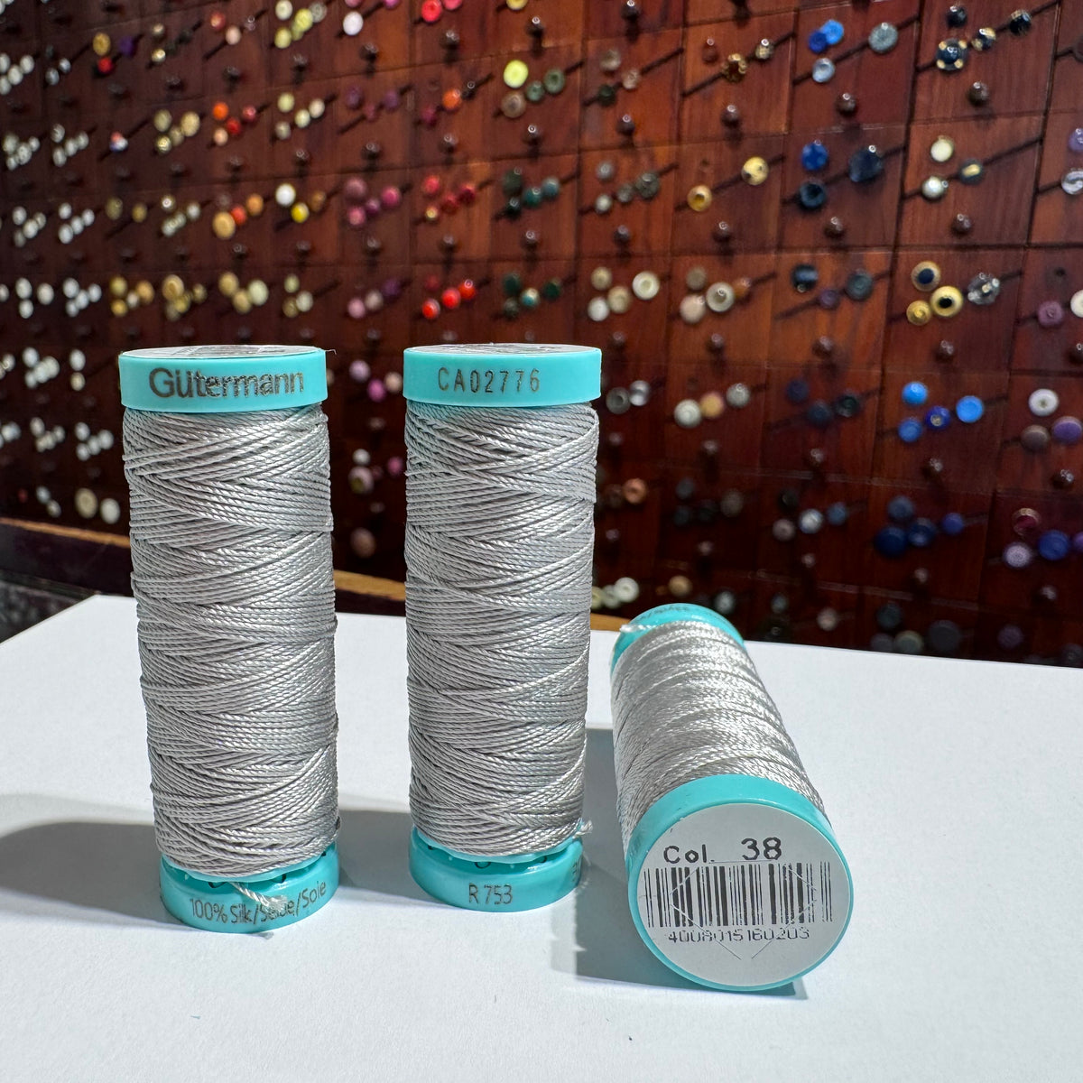 Silver Grey #038 - Gutermann Buttonhole Silk Twist / 30m spool ...