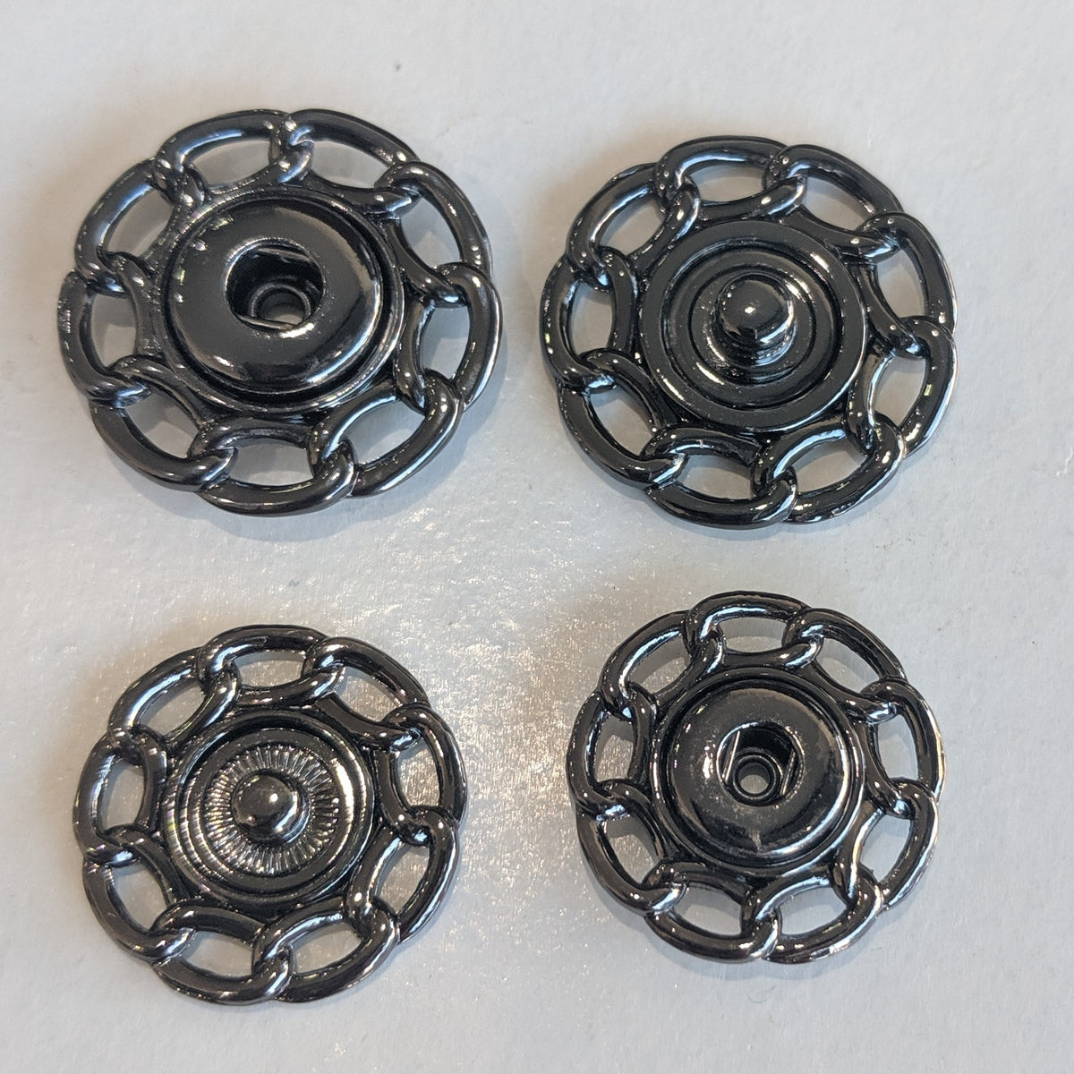 Snap fasteners / Chain Edge / Gunmetal & Silver – Buttonmania