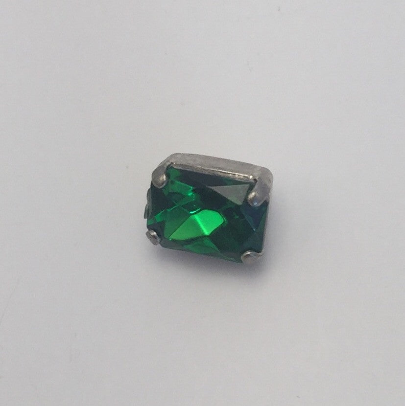 Green (silver shank) / Rectangle / Crystal – Buttonmania