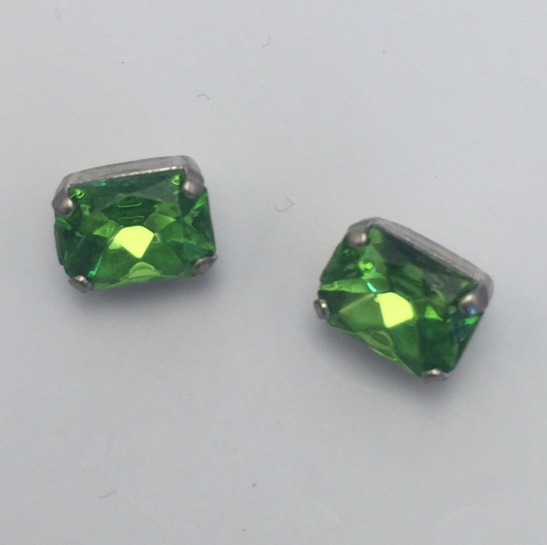 Light Green (silver shank) / Rectangle / Crystal – Buttonmania
